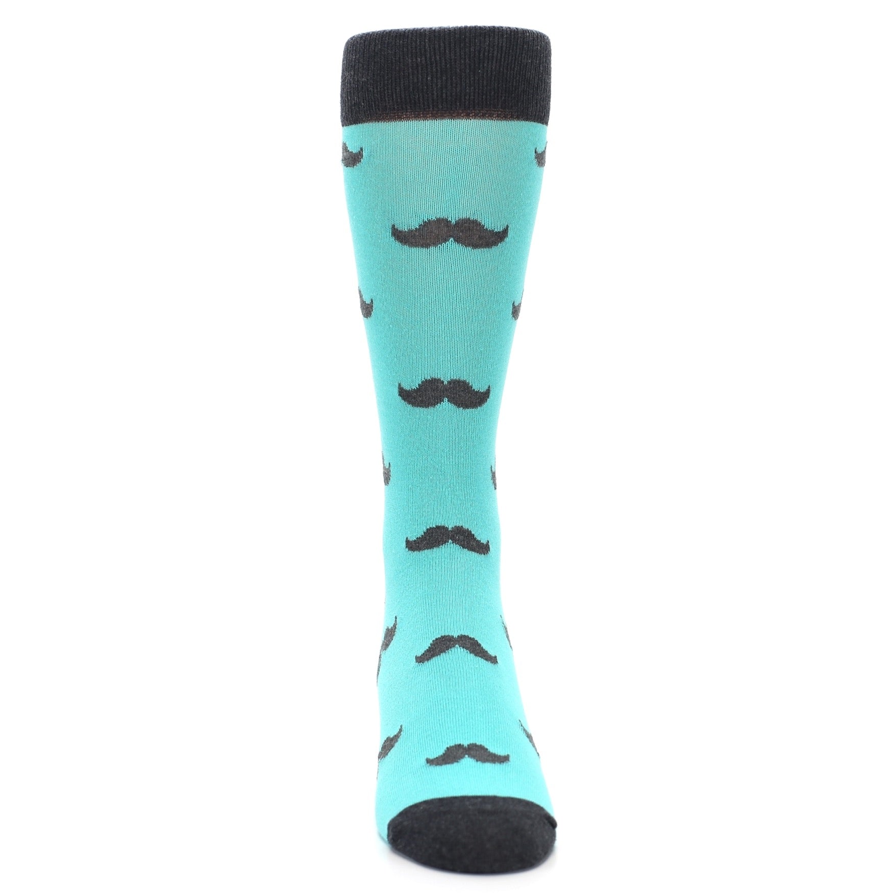 Spa Green Gray Mustache Groomsmen Wedding Men’s Dress Socks