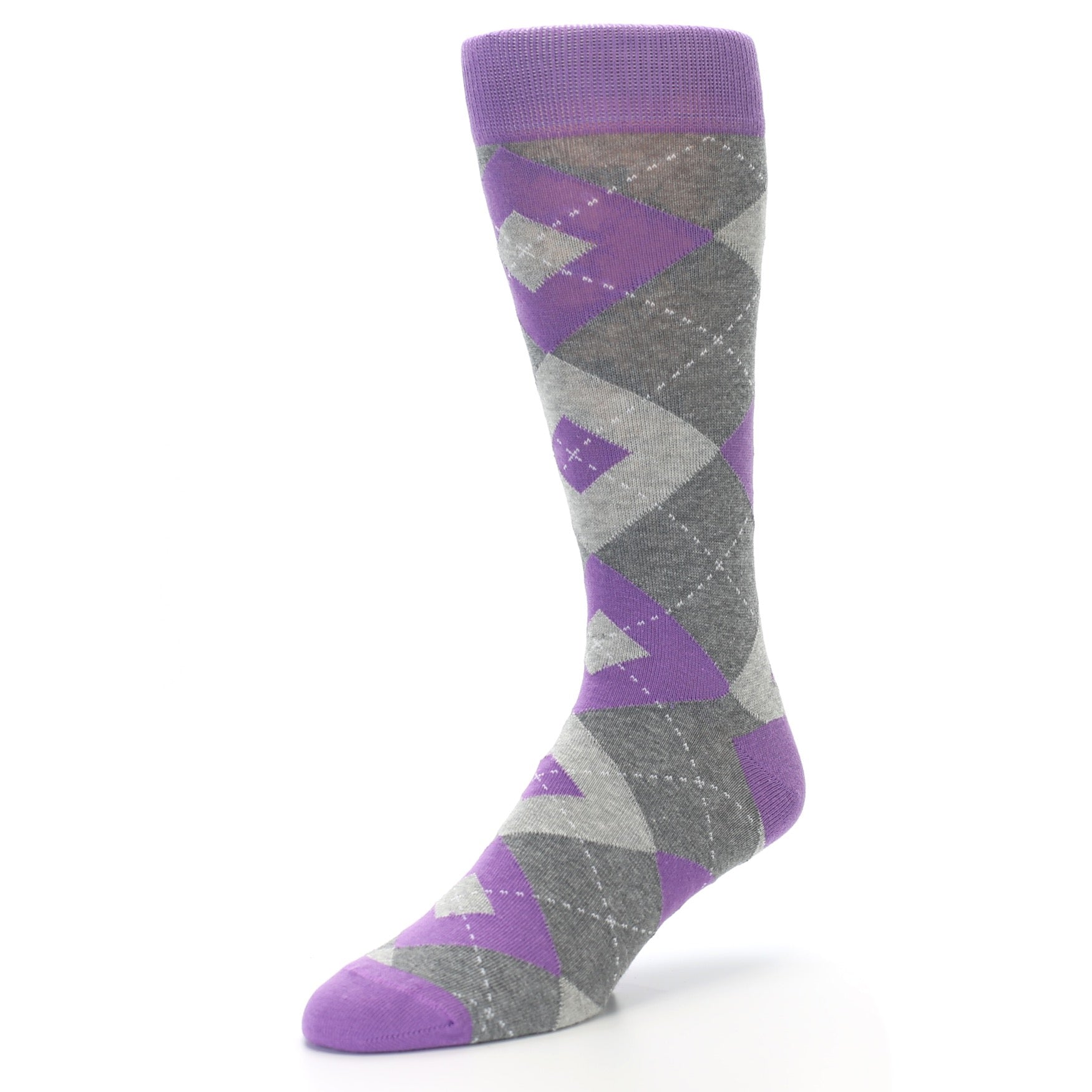 Wisteria Purple Gray Argyle Men’s Dress Socks