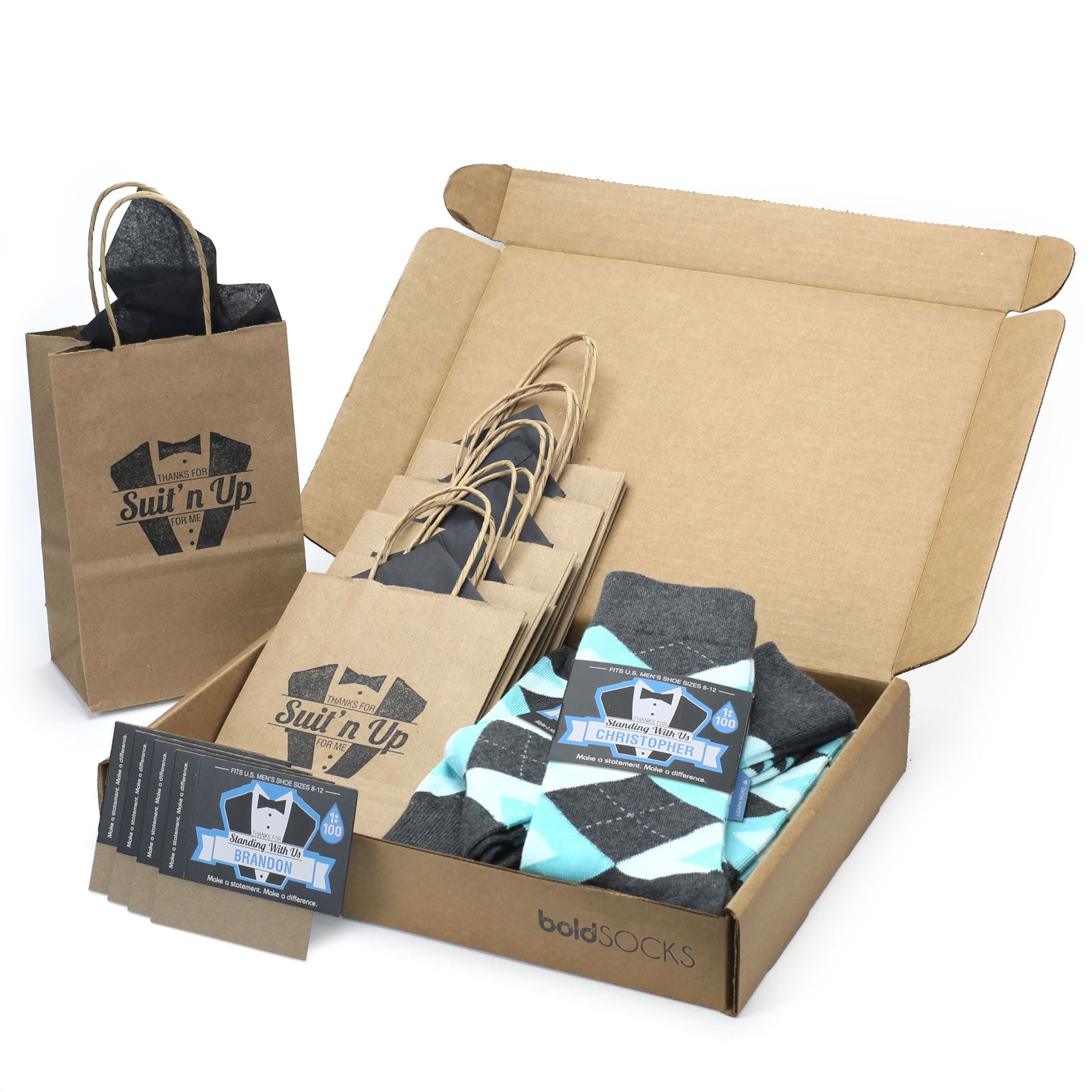 Customizable Groomsmen Gift Set Pool Blue Grey Argyle Men’s Dress Sock