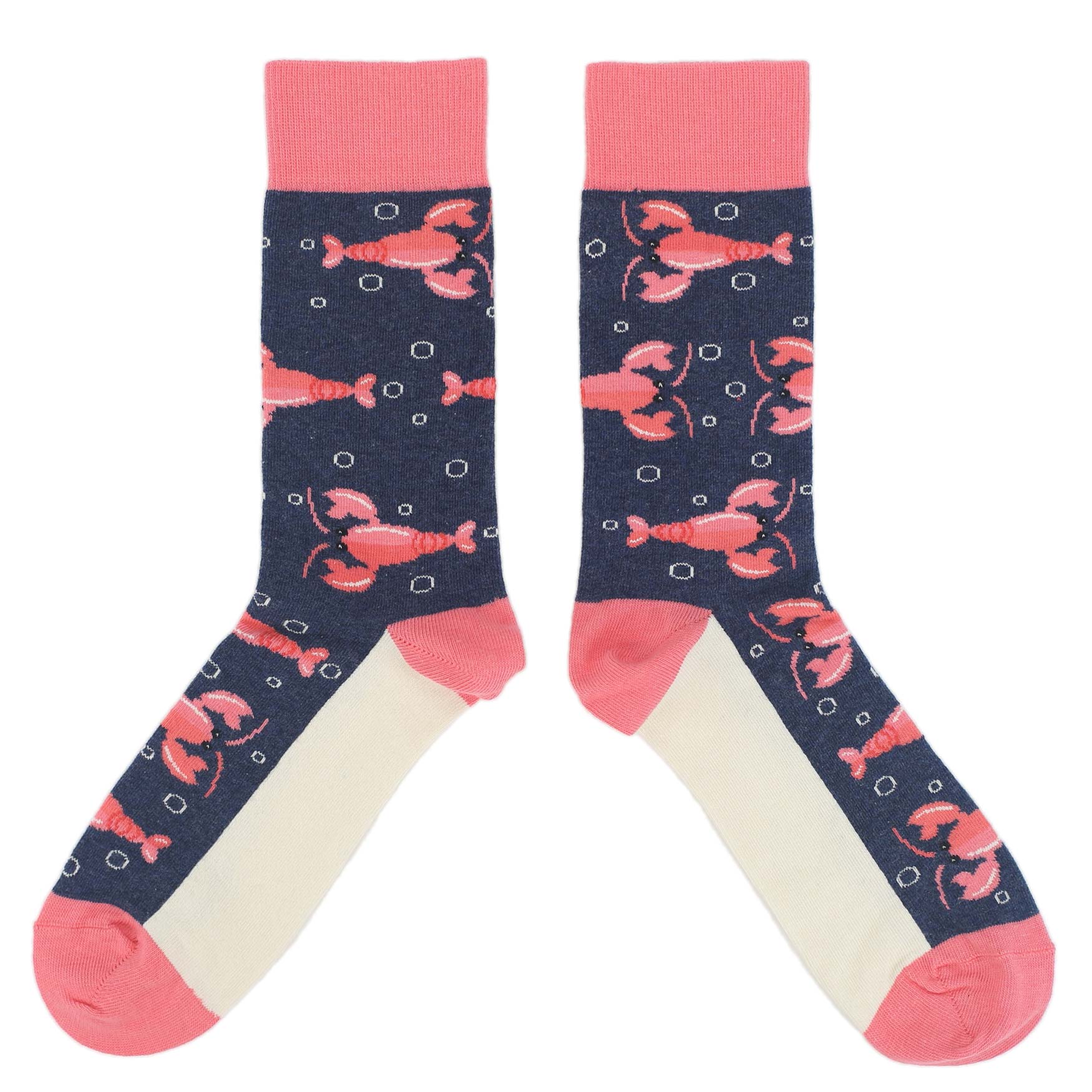 Navy Coral Lobster Socks - Men's Dress Socks