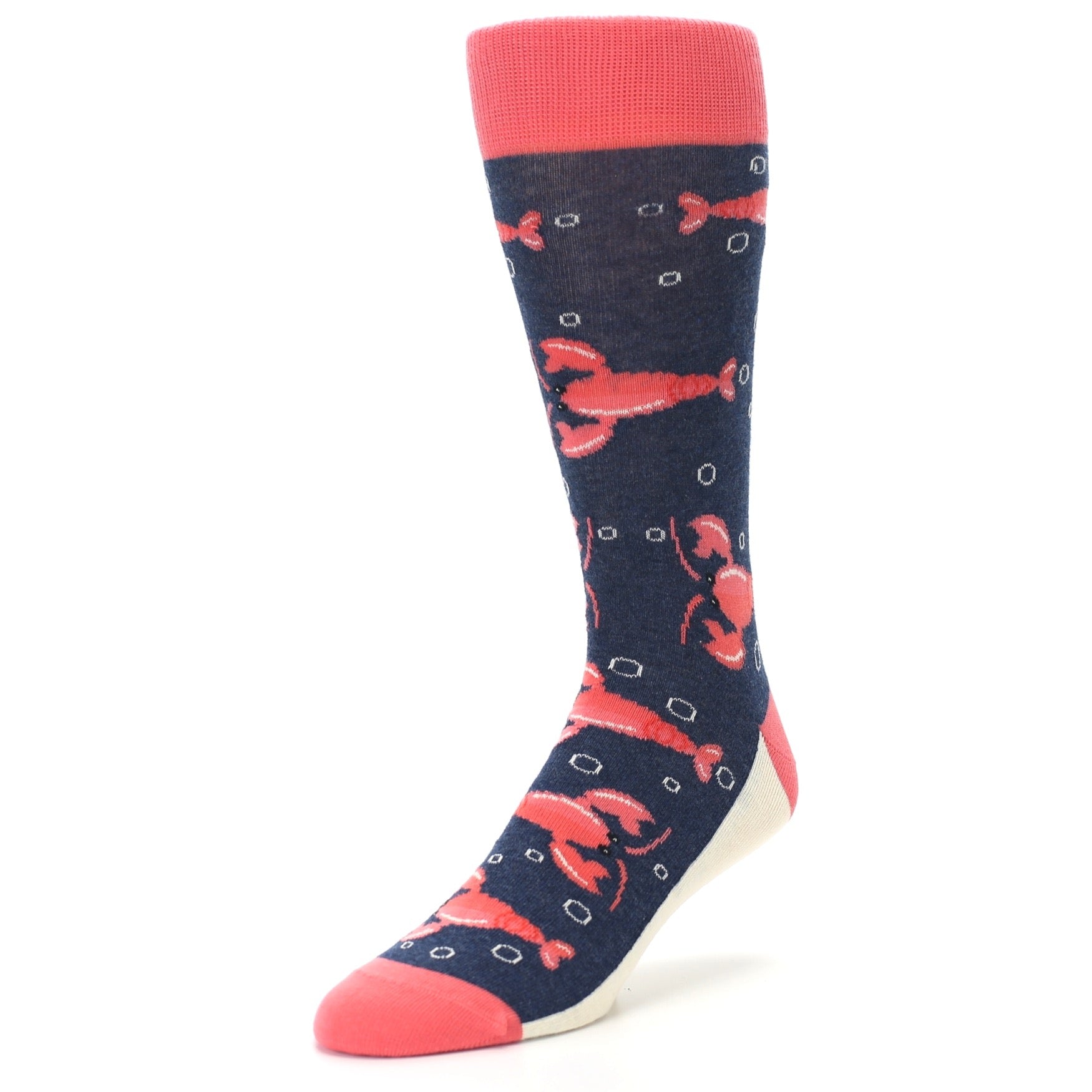 Navy Coral Lobster Socks - Men's Dress Socks