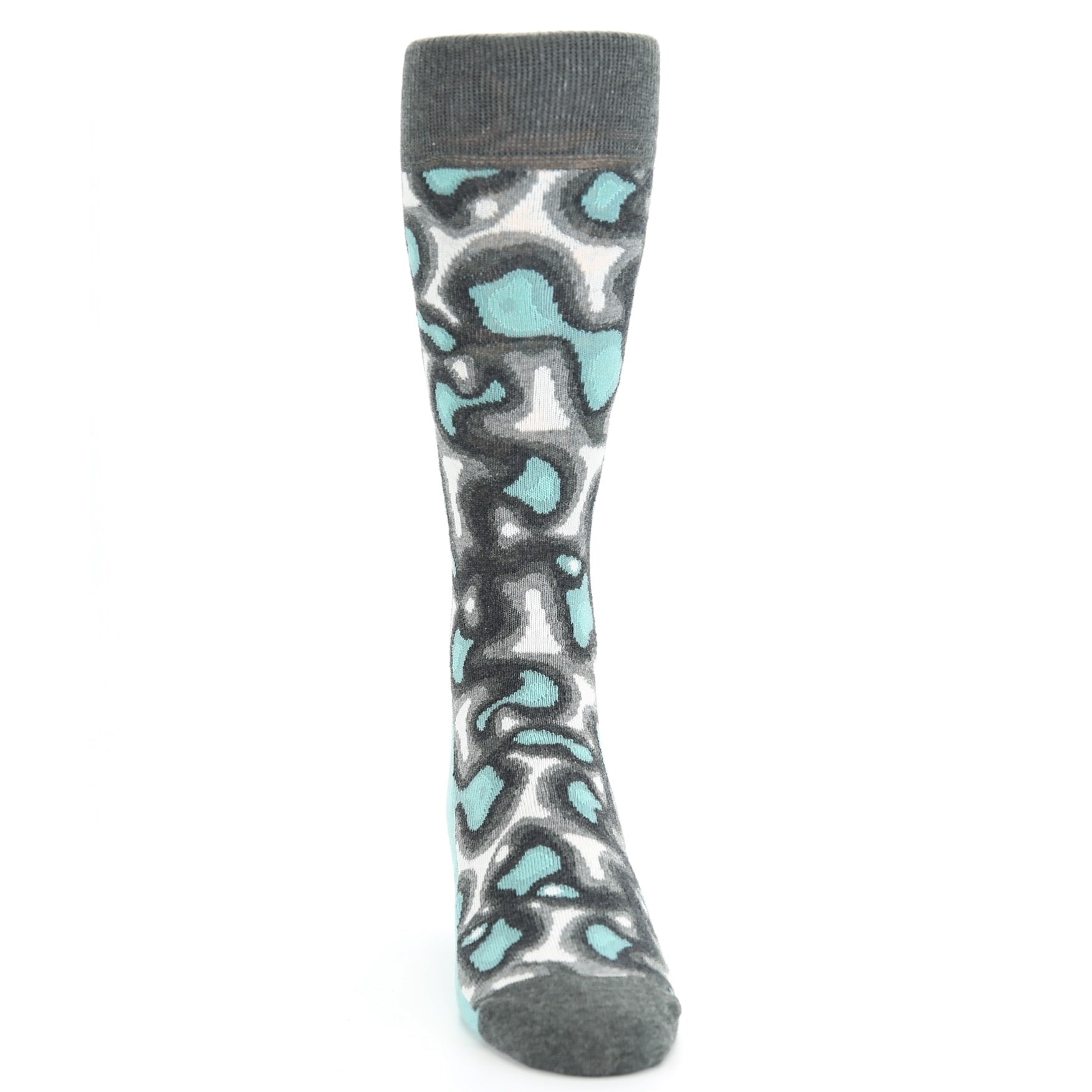 Teal Gray Heat Map Camo Men's Dress Socks