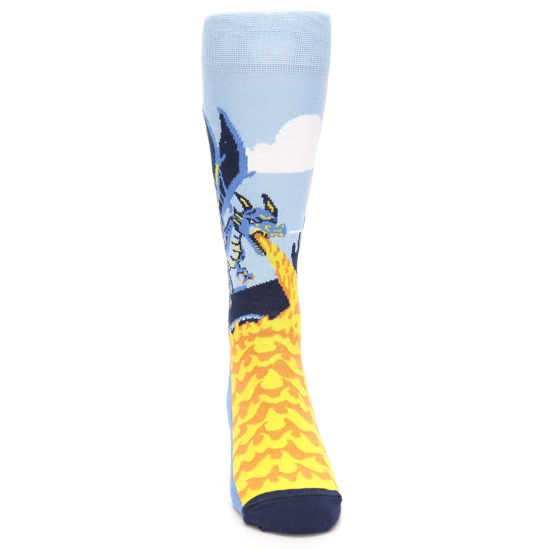 Blue Orange Dragon Socks - USA Made - Men's Novelty Socks