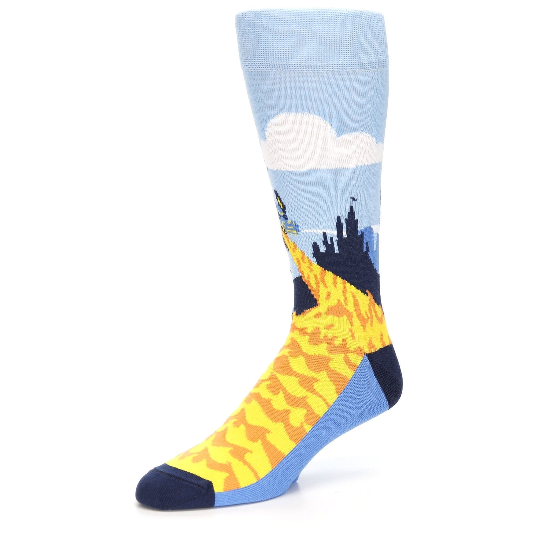Blue Orange Dragon Socks - USA Made - Men's Novelty Socks